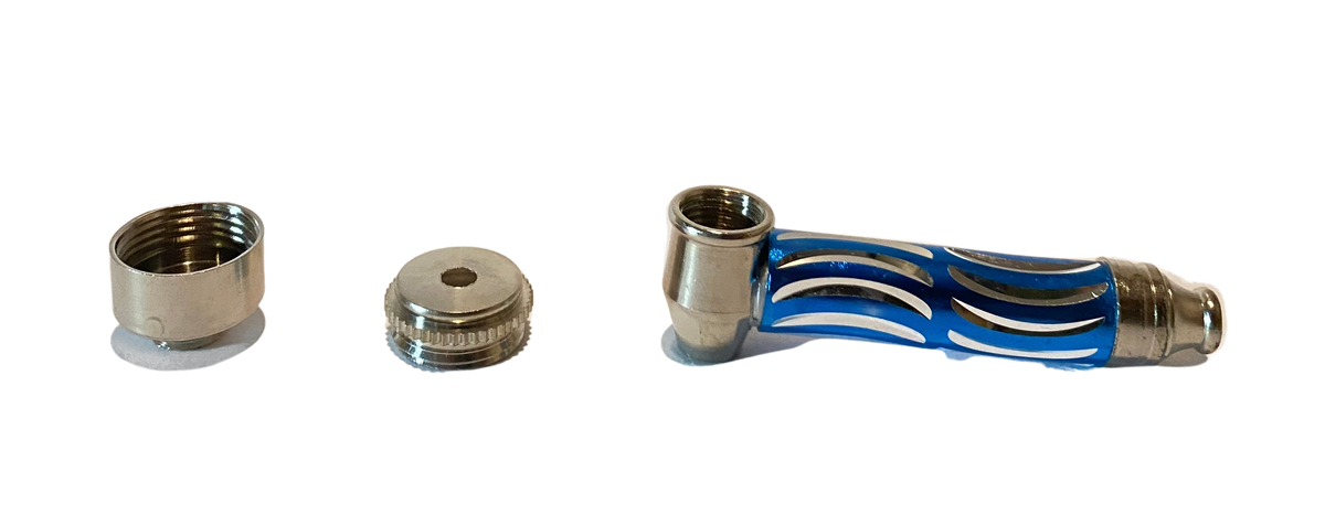 2.5" Blue Metal Hand Pipe – Pipe Dudes